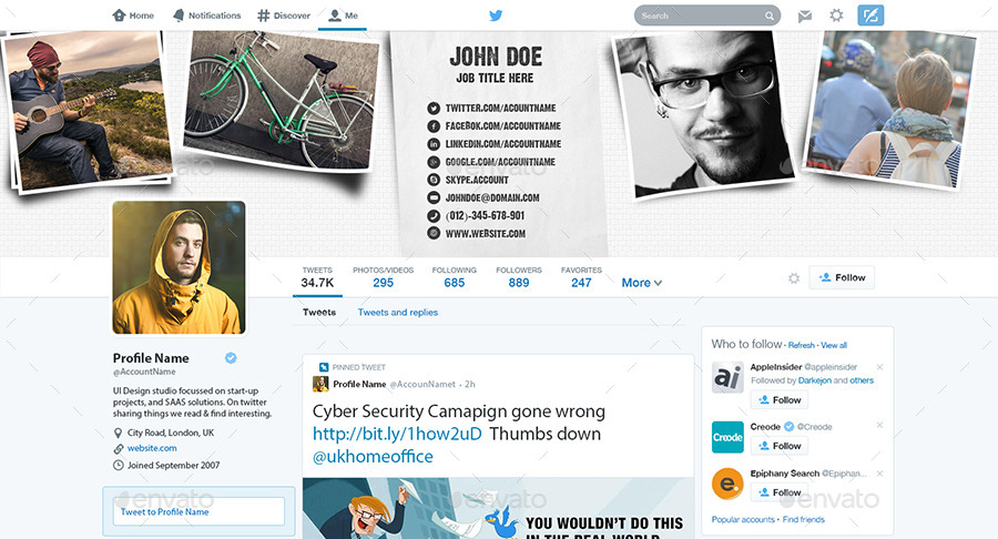 Twitter Background Design, Web Elements | GraphicRiver