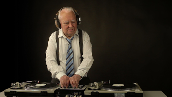Very Funky Elderly Grandpa Dj Mixing Records 47, Stock Footage | VideoHive