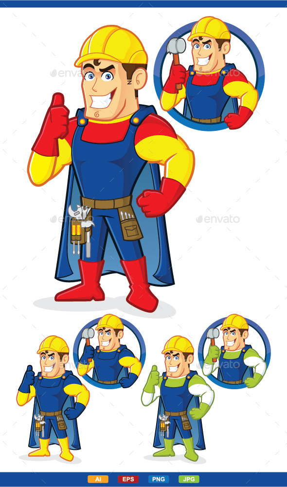 Superhero Construction Guy by sundatoon | GraphicRiver