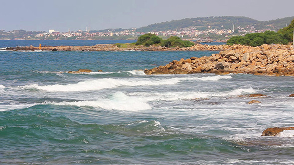 Mediterranean Sea With Waves Landscape In Turkey, Stock Footage | VideoHive