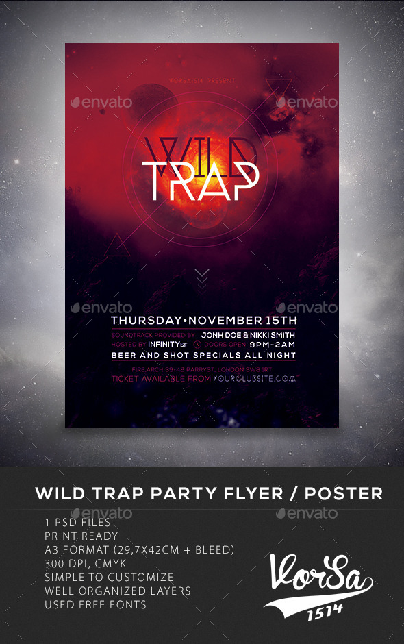 Wild Trap Party Flyer/Poster, Print Templates | GraphicRiver