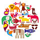 Zoo Animals Round Illustration by danjazzia | GraphicRiver