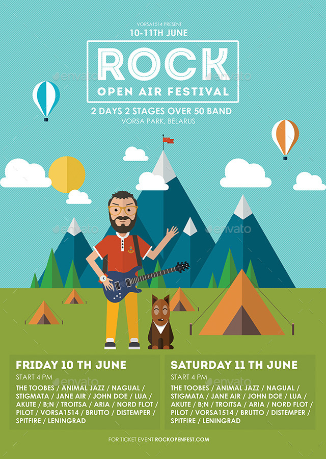 Flat Rock Flyer / Poster, Print Templates | GraphicRiver