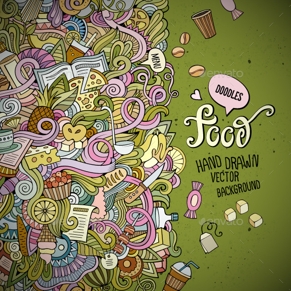 3 Food Doodles Frames, Vectors | GraphicRiver