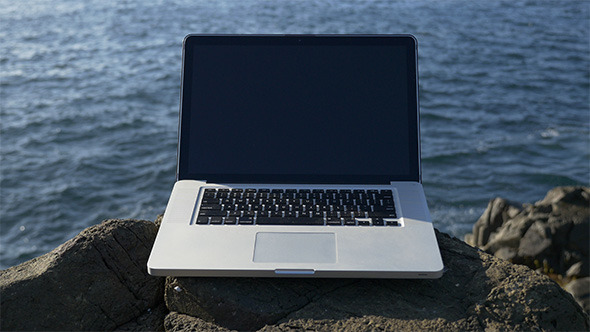 Laptop by the Ocean, Stock Footage | VideoHive