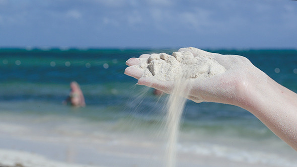 Sand Vanishing From Female Hand On The Beach, Stock Footage | VideoHive