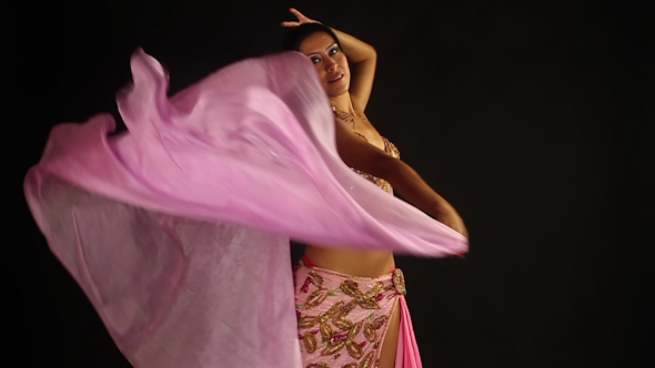 Traditional Oriental Belly Dancer Pink Costume 14 Stock Footage