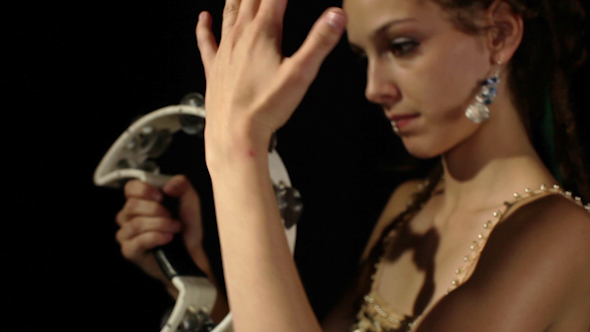 Lovely Woman Percussionist Dancing And Clapping 10, Stock Footage ...