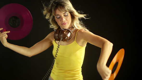 Girl Dancing With Records 2, Stock Footage | VideoHive