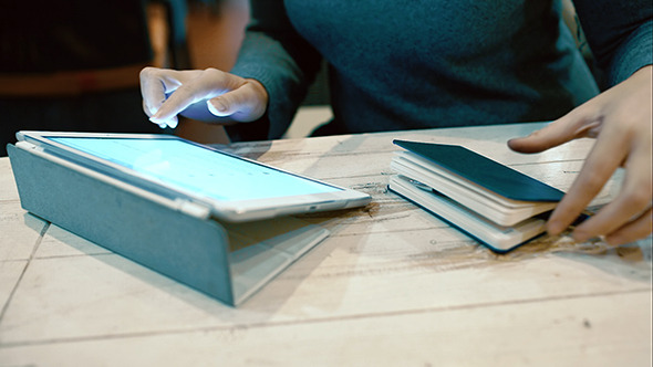 Woman Work With Pad And Taking Notes In Notebook, Stock Footage | VideoHive