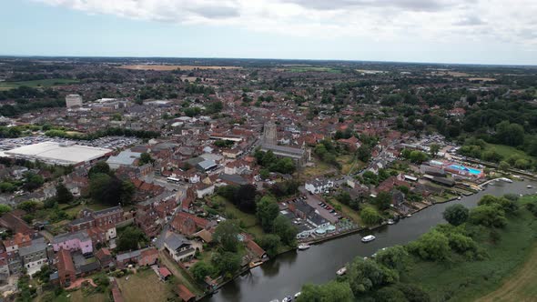 High drone aerial view Beccles town in Suffolk UK, Stock Footage ...