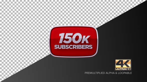 Set 5-9 Youtube 150K Subscribers Count Animation 4K, Motion Graphics