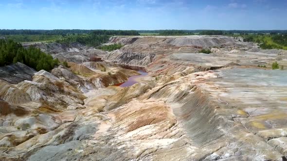 Deep Ravine with Steep Slopes on Abandoned Clay Pit Area, Stock Footage