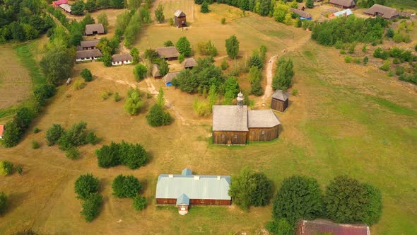 Maurzyce wooden architecture heritage park, antique building in open ...
