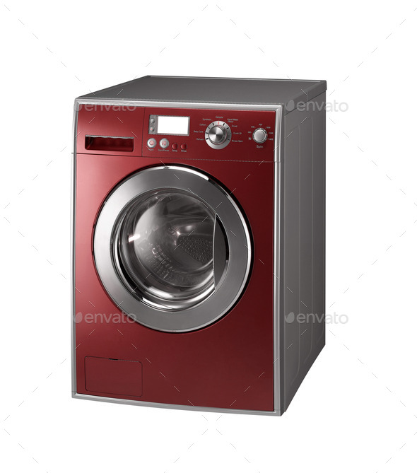 Red Isolated washing machine Stock Photo by ozaiachin | PhotoDune