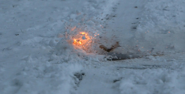 Firecracker Exploding In Snow, Stock Footage | VideoHive