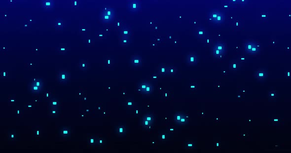 Blue flickering squares falling down. Abstract background. 3D animation ...