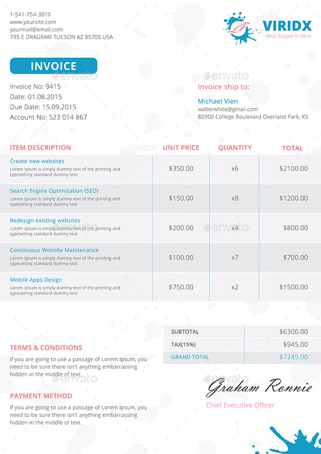 Viridx Business Invoice, Print Templates | GraphicRiver
