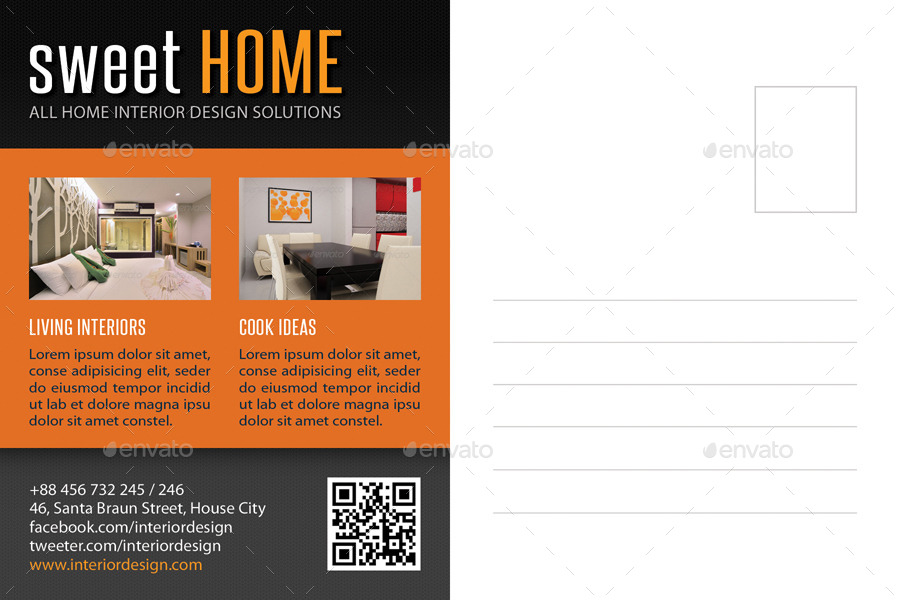 Interior Design Postcard Template V05, Print Templates | GraphicRiver