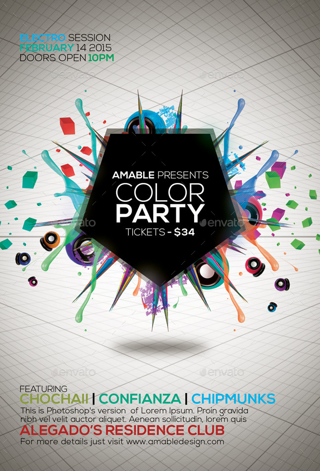 Color Party Flyer, Print Templates | GraphicRiver