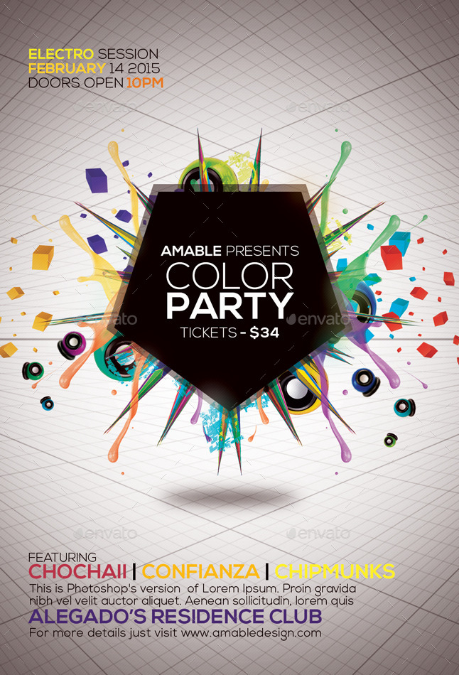 Color Party Flyer, Print Templates | GraphicRiver