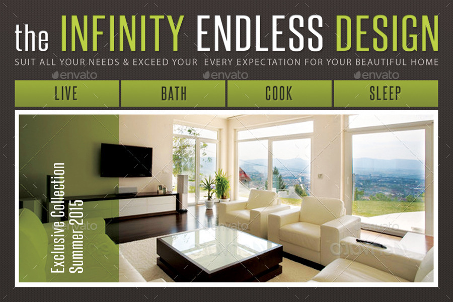 3 in 1 Interior Design Postcard Template Bundle 02, Print Templates