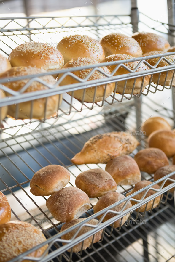 Display of breads freshly baked at the bakery Stock Photo by Wavebreakmedia