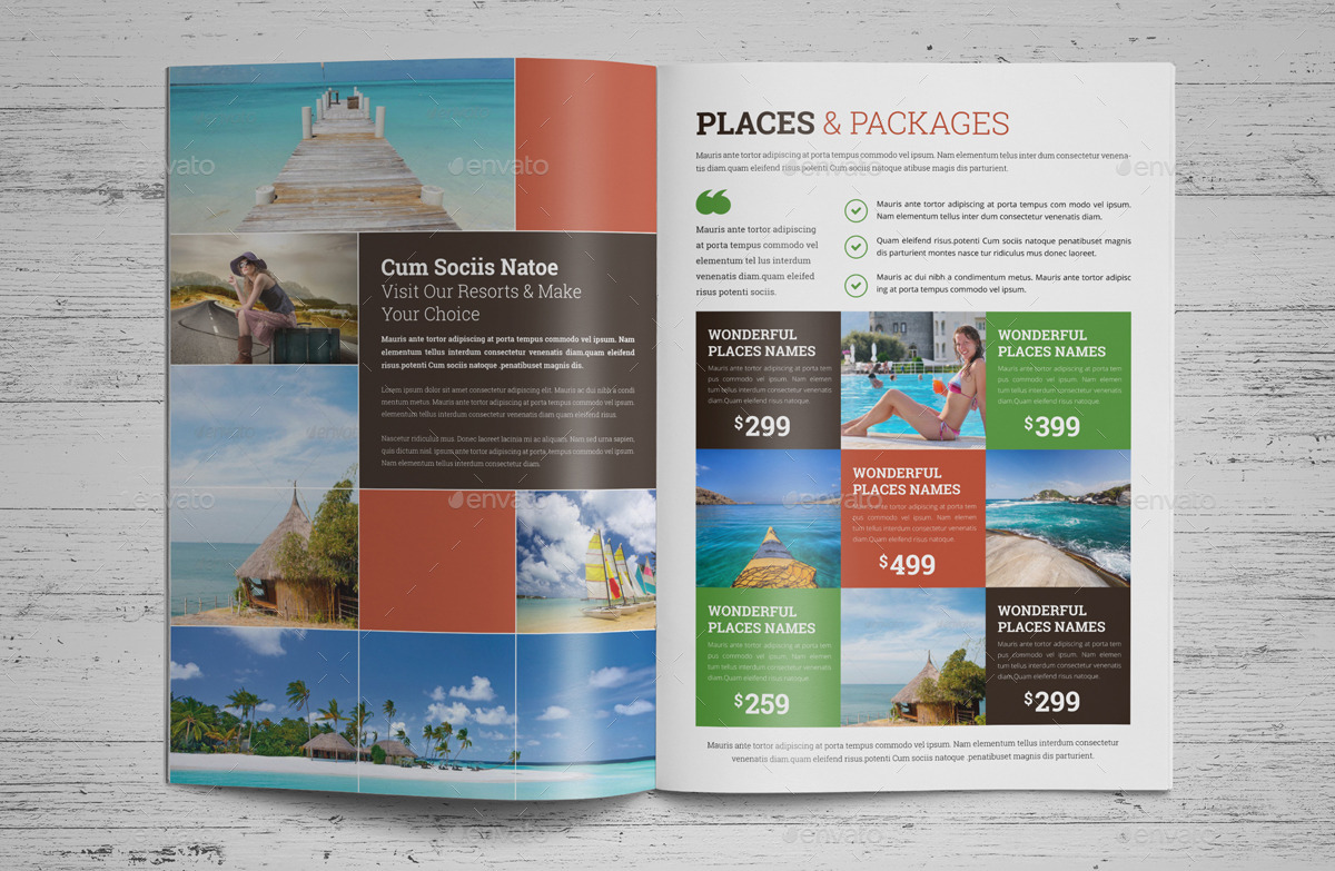 Travel Agency Brochure Catalog InDesign Template 4, Print Templates