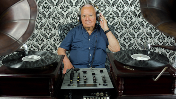 Funky Grandpa Dj With Gramophones 8, Stock Footage | VideoHive
