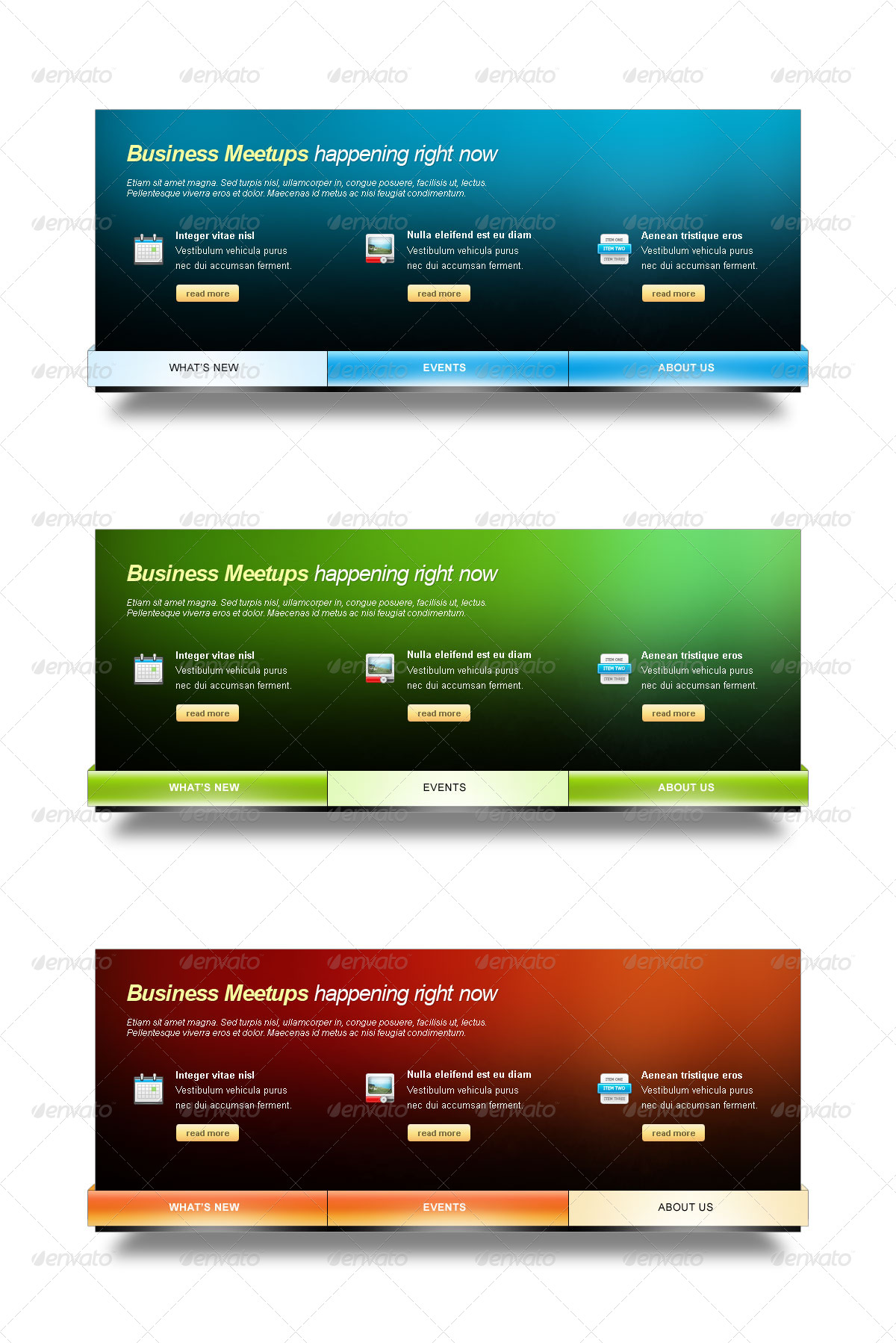 5 Stylish Web Headers, Web Elements | GraphicRiver