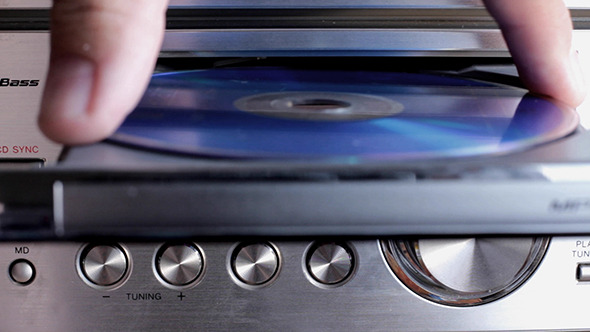 Insert Cd Disc In Music Center, Stock Footage | VideoHive