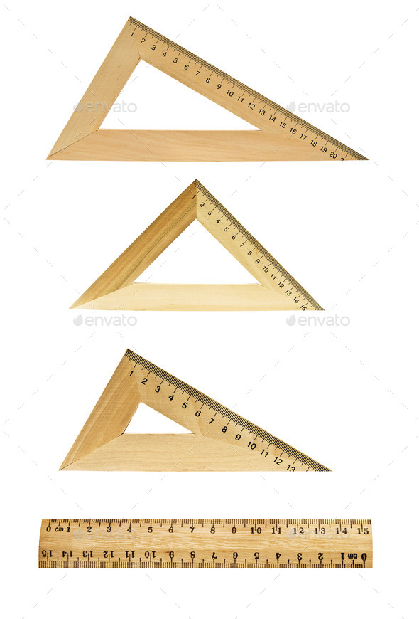 three wooden triangles and line Stock Photo by perutskyy | PhotoDune