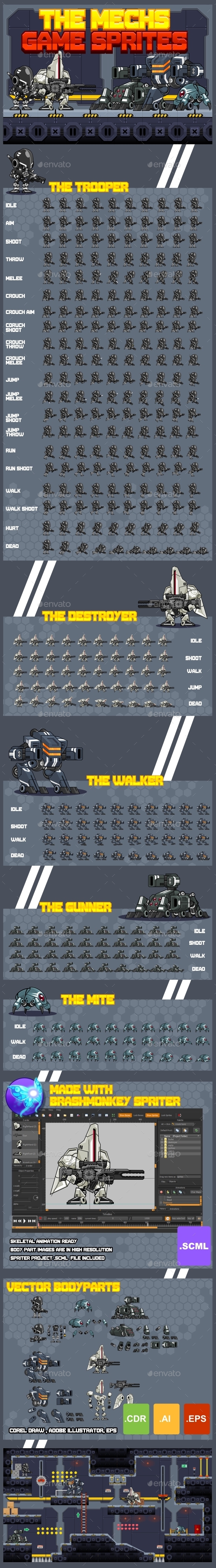 The Mechs - Game Sprites by pzUH | GraphicRiver
