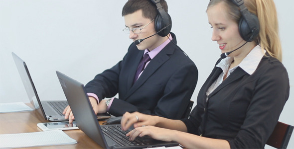 Call Center Operator Using Tablet, Stock Footage | VideoHive