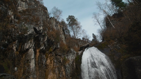 The Korbu Waterfall In Mountains Of Altay Republic, Stock Footage ...