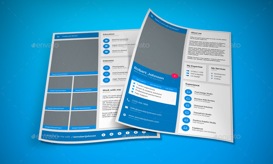 MaDe - Material Design Resume / CV Template, Print Templates | GraphicRiver