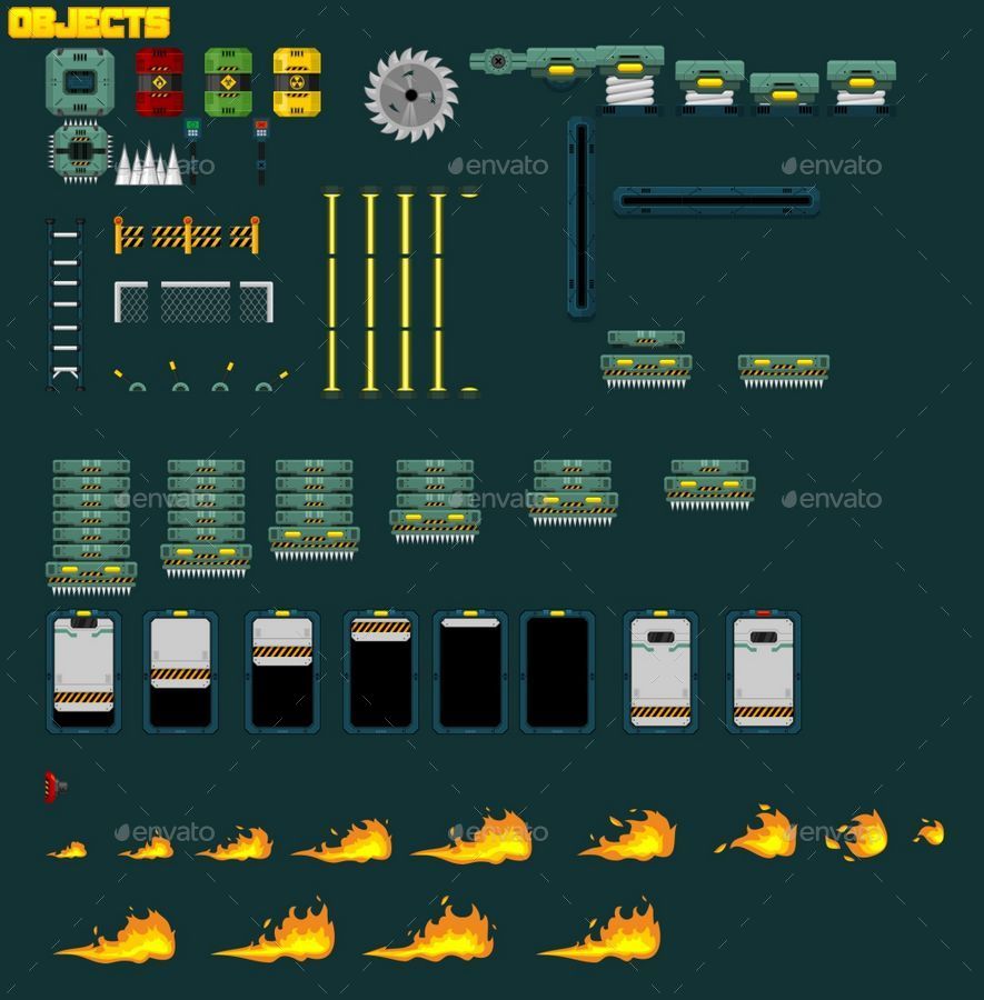 Sci-Fi Platformer Tileset, Game Assets | GraphicRiver