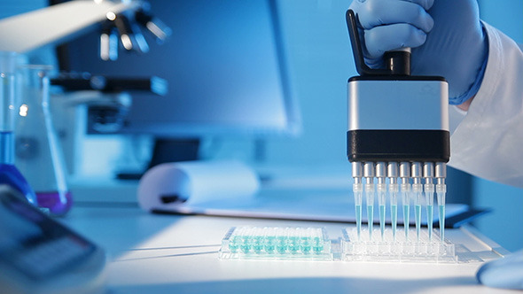 Pipetting with a Multichannel Pipette, Stock Footage | VideoHive