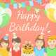 Pink and Blue Kids Birthday Party Backgrounds, Vectors | GraphicRiver