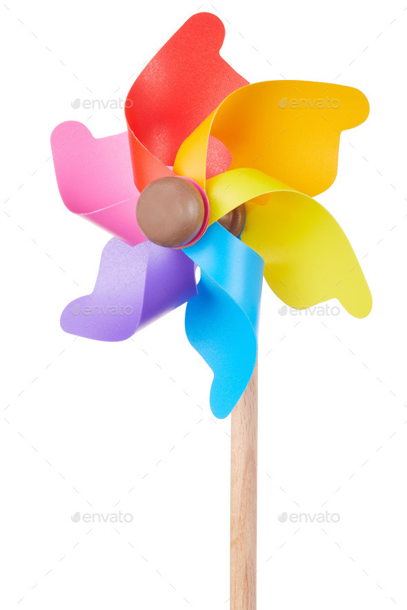 Pinwheel, colorful toy, isolated on white Stock Photo by andreahast