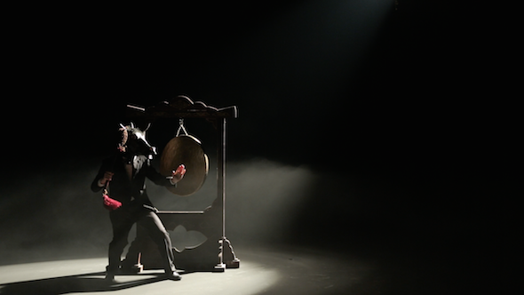 Horse Man Strike Gong 01, Stock Footage | VideoHive