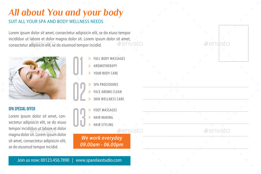 Wellness and Spa Postcard Template V04, Print Templates | GraphicRiver