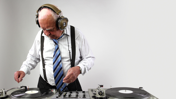Very Funky Elderly Grandpa Dj Mixing Records 13, Stock Footage | VideoHive