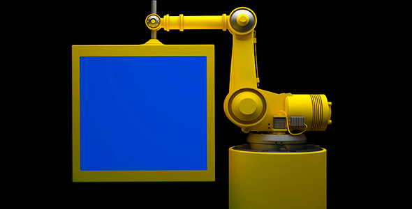 Robot and Monitor With Blue Screen, Stock Footage | VideoHive