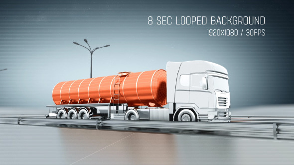 Tanker Gas Truck on the Highway Side View, Motion Graphics | VideoHive