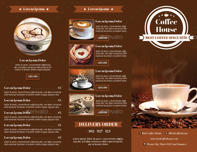 TriFold Coffee Menu, Print Templates | GraphicRiver