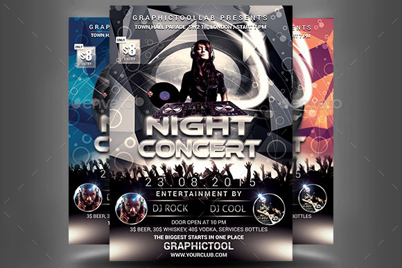 Night Concert Flyer/Poster Template, Print Templates | GraphicRiver
