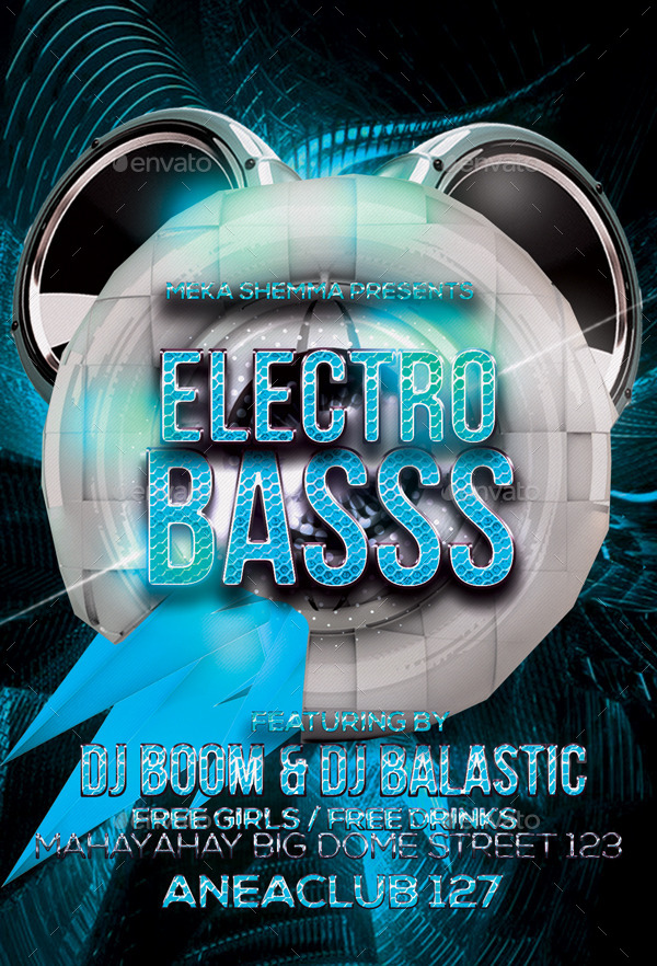 Electro Bass Flyer, Print Templates | GraphicRiver