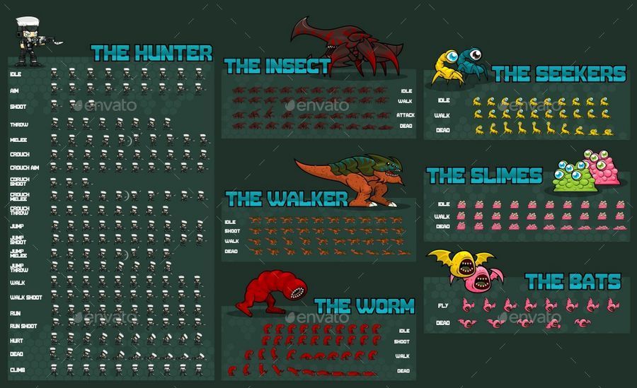 Alien Onslaught - Game Sprites by pzUH | GraphicRiver
