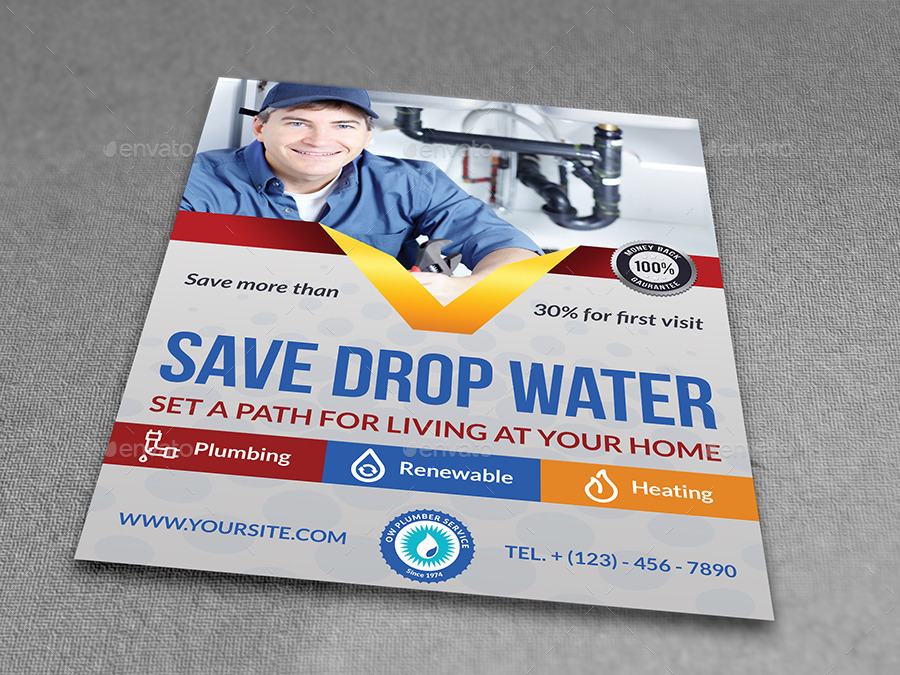 Plumber Service Flyer Template, Print Templates | GraphicRiver